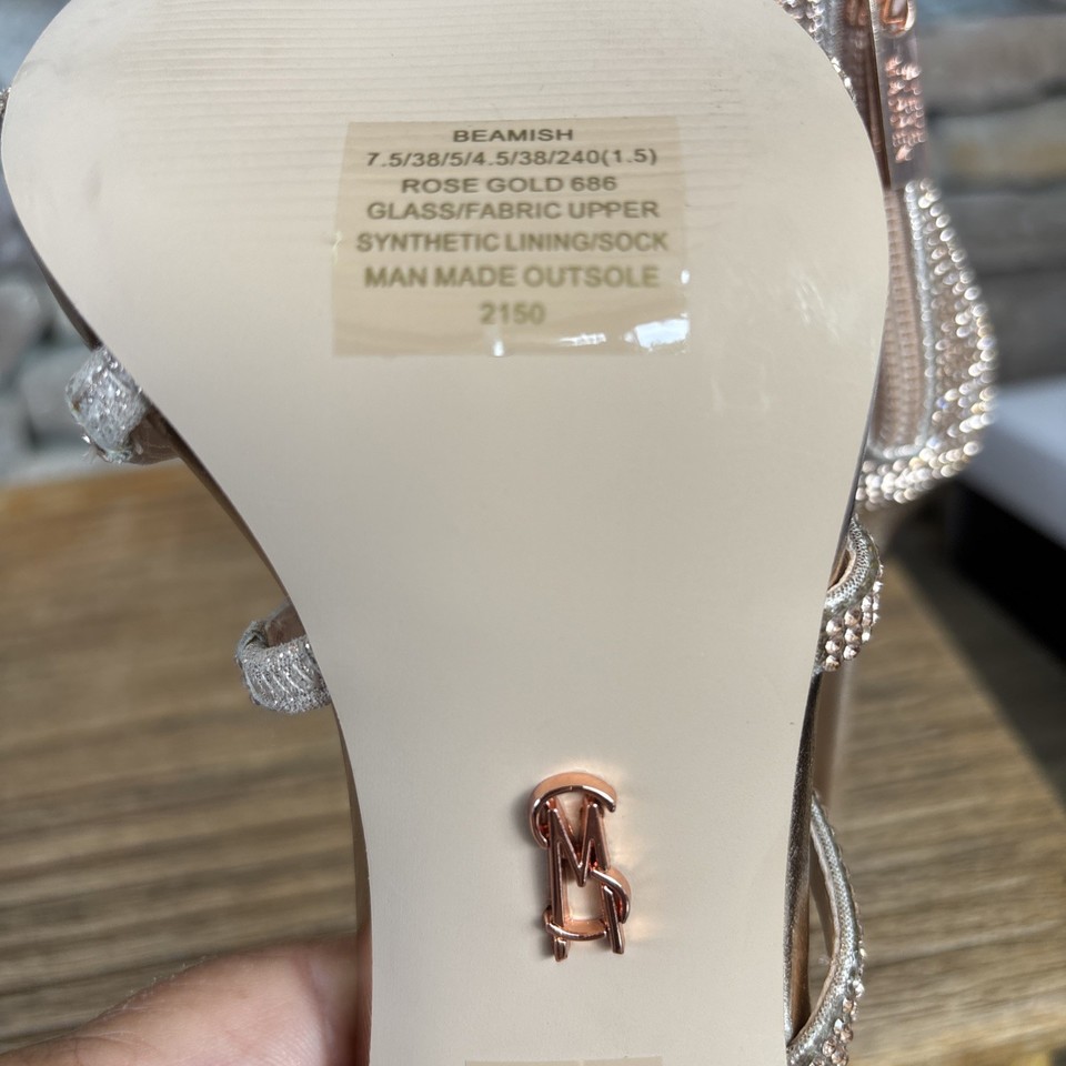 Brand New steve madden 4 Inch heels Size 7.5 Rose Gold Rhinestone “Be ...