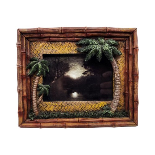 Vtg Handpainted Palm Tree Tropical 4x6 Picture Frame Home Decor Coastal ...