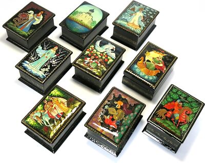 Miniature Handmade Russian Lacquer Keepsake Jewelry Box Trinket Fairy ...