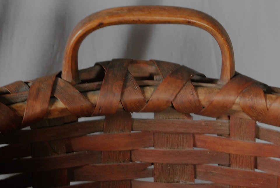 Large antique American ash splint storage basket apples potato ...