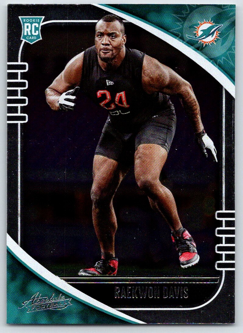 2020 Panini Absolute Football Card Raekwon Davis #188 RC Miami Dolphins ...