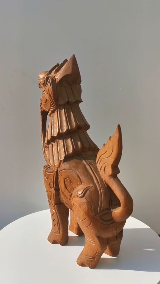 Vintage Hand Carved Wood Guardian Foo Dog Lion Dragon Balinese Chinese ...