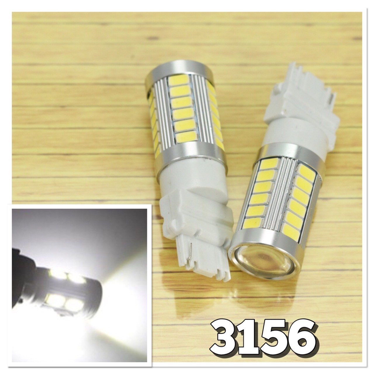 Rear Turn Signal T25 3156 3456 33 SMD 6000K White LED Light Bulb K1 ...