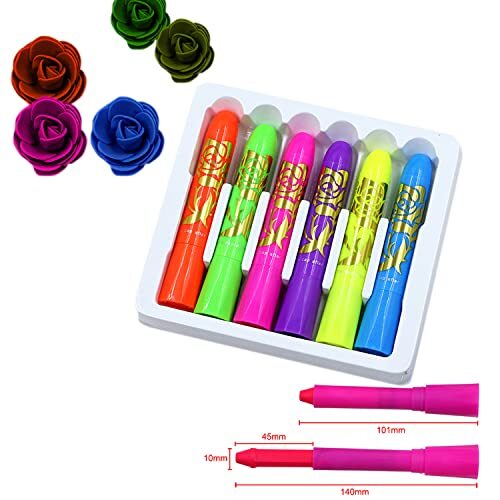 NEW Glow in Dark UV Face Paint Crayons Black Light Makeup Neon Face and ...