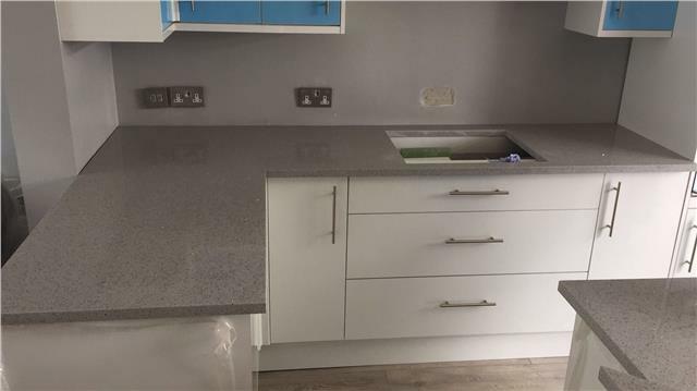 Stardust Light Grey Sparkle Quartz Kitchen Worktop Counter 3000mm x ...
