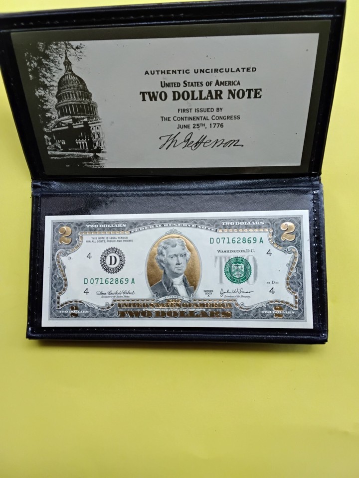 World Reserve Monetary Exchange Two Dollar note Series 2003 A GOLD ...