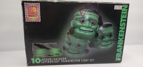 VTG 1996 Blow Mold 10 String Lights Frankenstein Halloween Decor ...