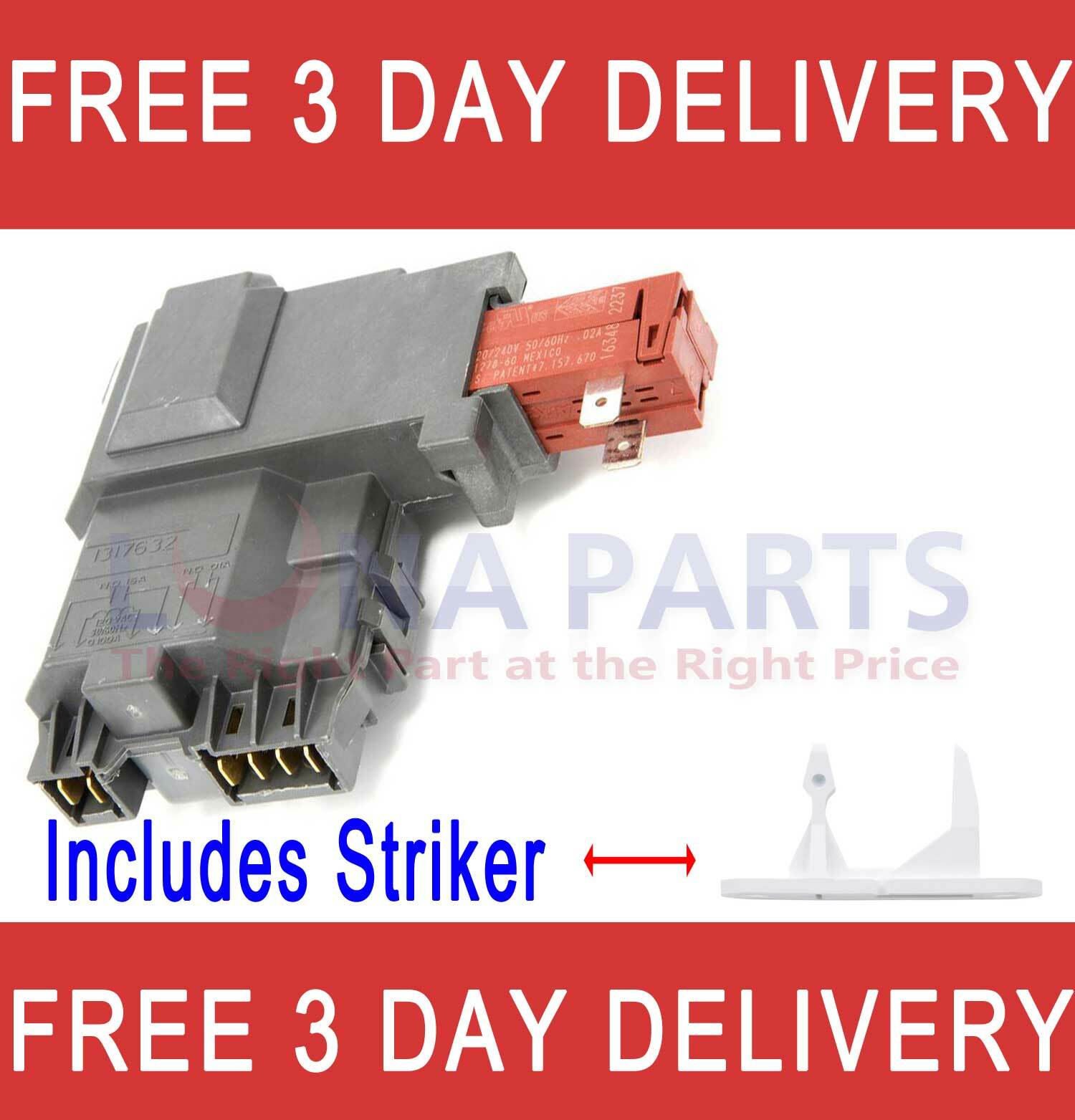 NEW 131763200 WASHER DOOR LOCK FITS FRIGIDAIRE KENMORE GE WITH STRIKER ...