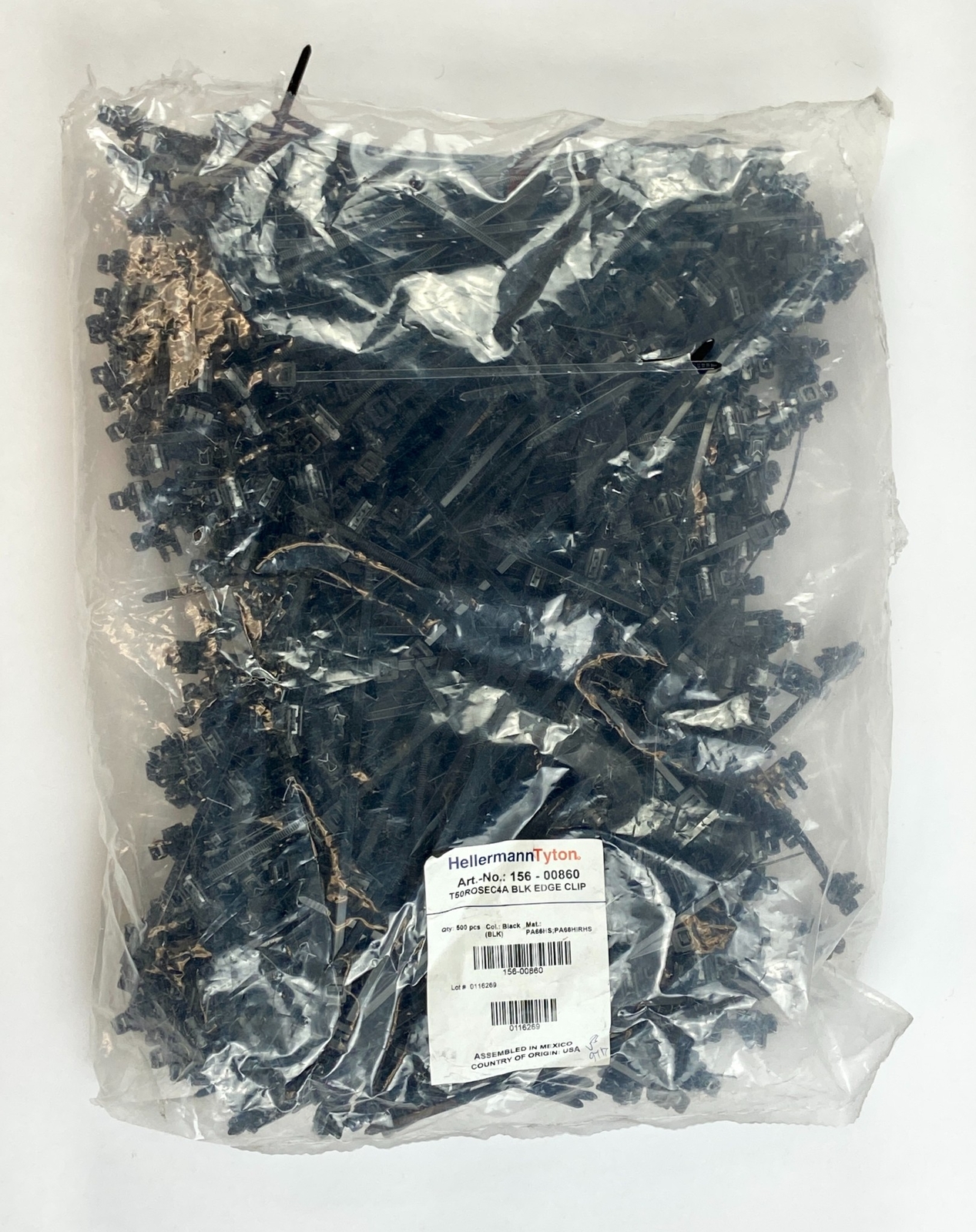 HellermannTyton Edge Clip Cable Ties Black 7-11/16 Inch 156-00860 500 ...