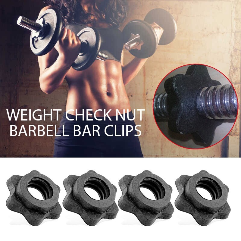 4PC Weight Check Nut Barbell Bar Clips Spin Lock Screw Dumbbell ...