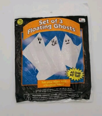 NEW VINTAGE HALLOWEEN FLOATING GHOSTS 3PK (EACH GHOST 36"X36") 1993 ...