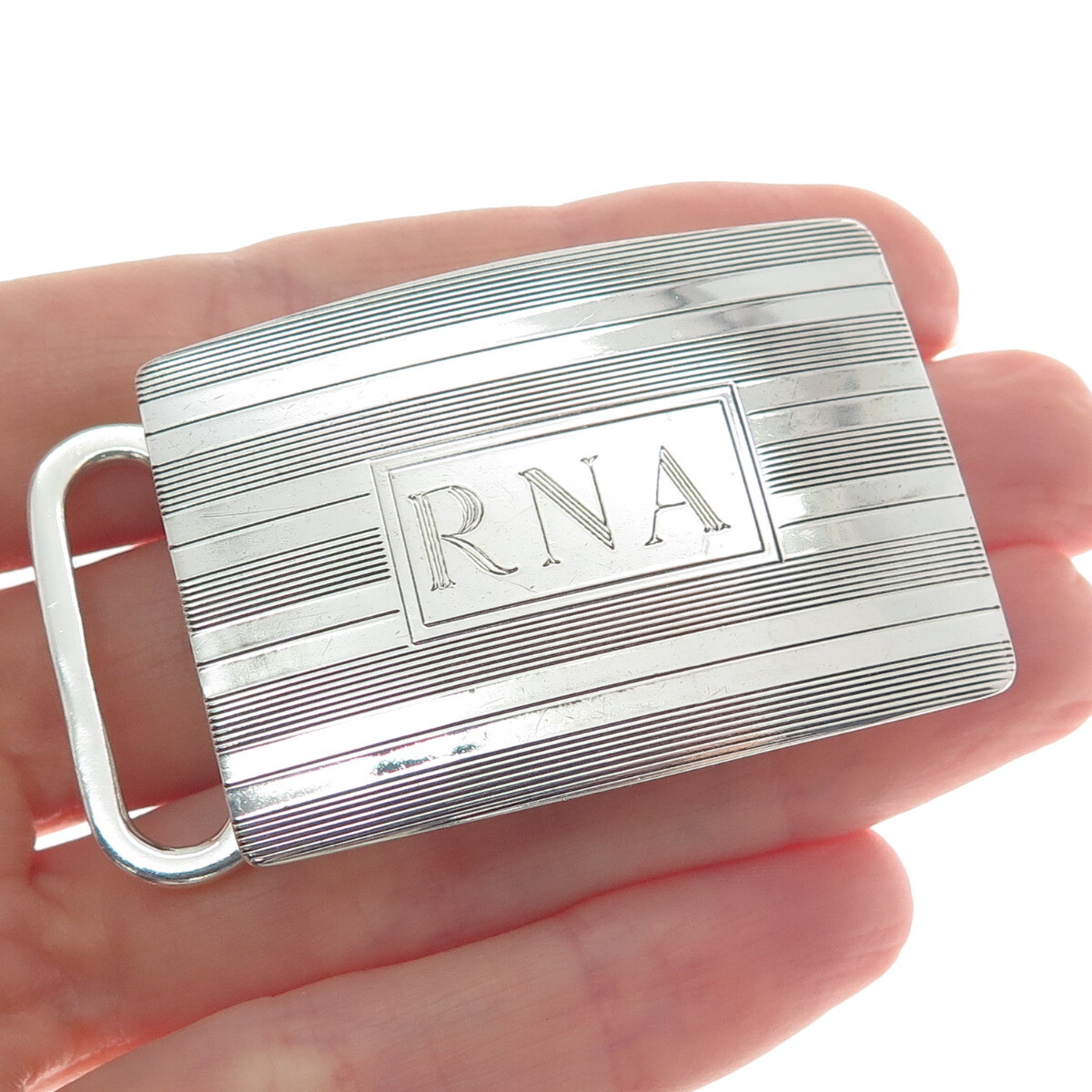 CHARLES THOMAE 925 Sterling Silver Vintage Engraved RNA Monogram Belt ...