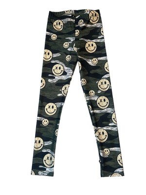 Pixie Lane Girls Hi Shine Camouflage Happy Face Graphic Print Leggings ...