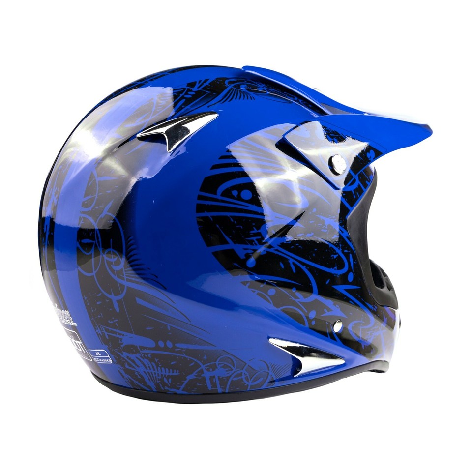 Snowmobile Helmet Snocross Blue Splatter Breath Box Adult DOT Snow Open ...