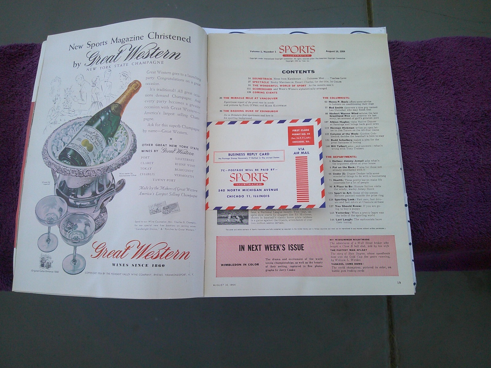 SPORTS ILLUSTRATED AUGUST 16,1954 FIRST ISSUE MAGAZINE MILWAUKEE BRAVES ...