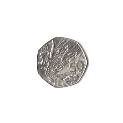LARGE 50p COIN 1994 50 YEAR ANNIVERSARY OF D DAY WW2 BATTLE OF BRITAIN ...