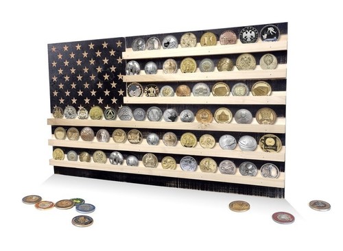 Handmade American Flag Challenge Coin Hanging Wall Display Rack Wall ...