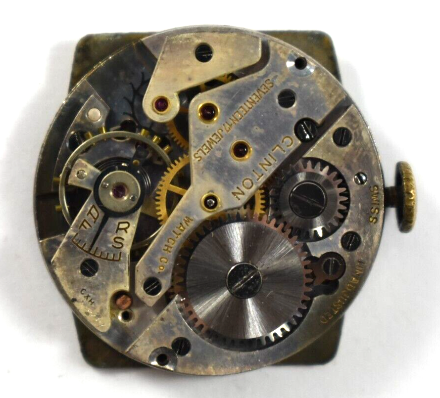 Vintage Swiss Made Clinton Manual Wind 17J Wrist Watch Movement lot.t ...
