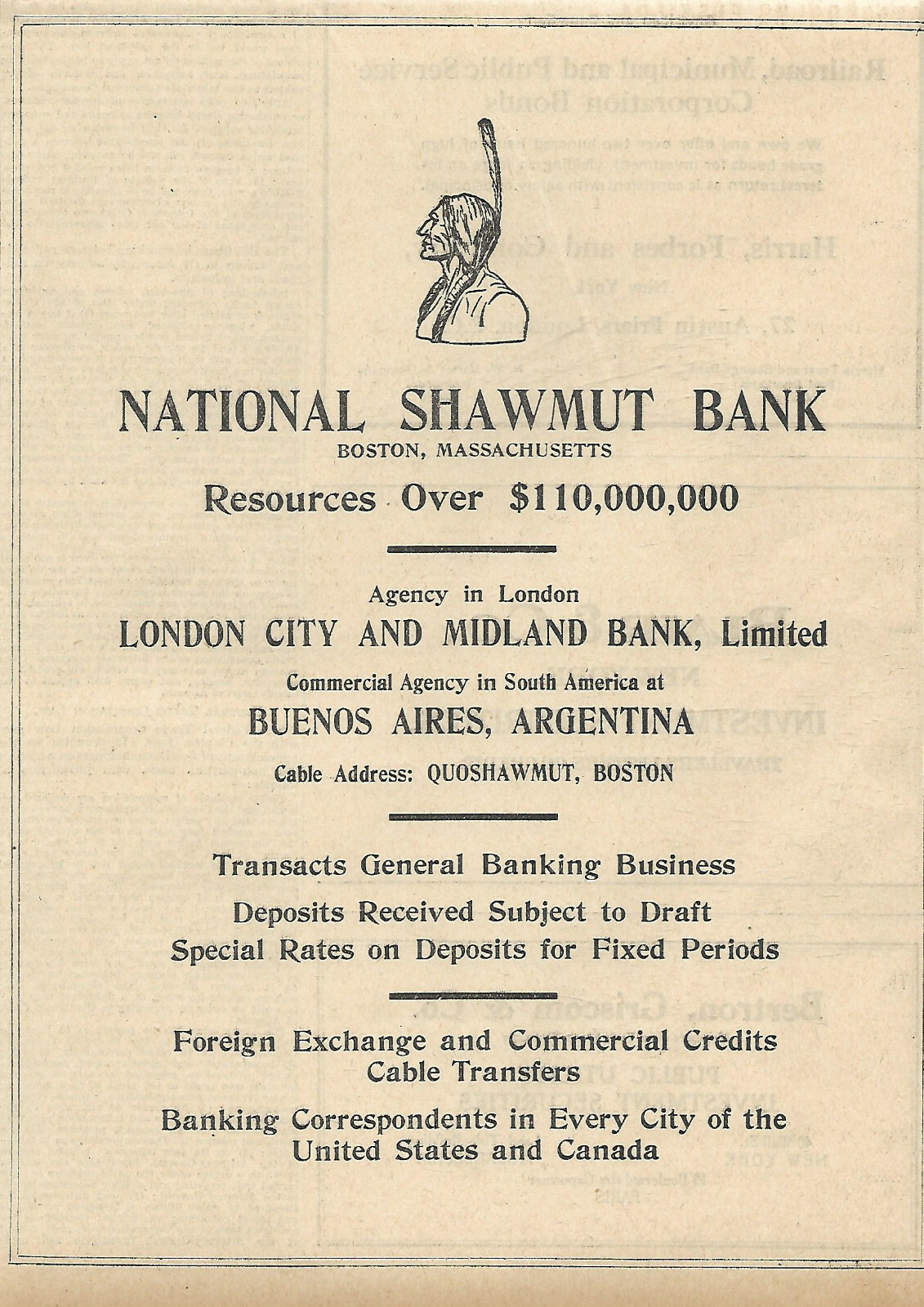 1915 NATIONAL SHAWMUT BANK, BOSTON MASSACHUSETTS U.S.A. ORIGINAL AD | eBay
