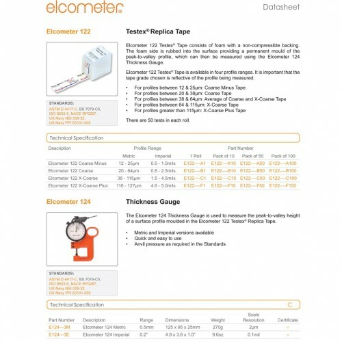 Elcometer 122 Testex Replica Tape Press-O-Film X-Coarse E122-C | eBay