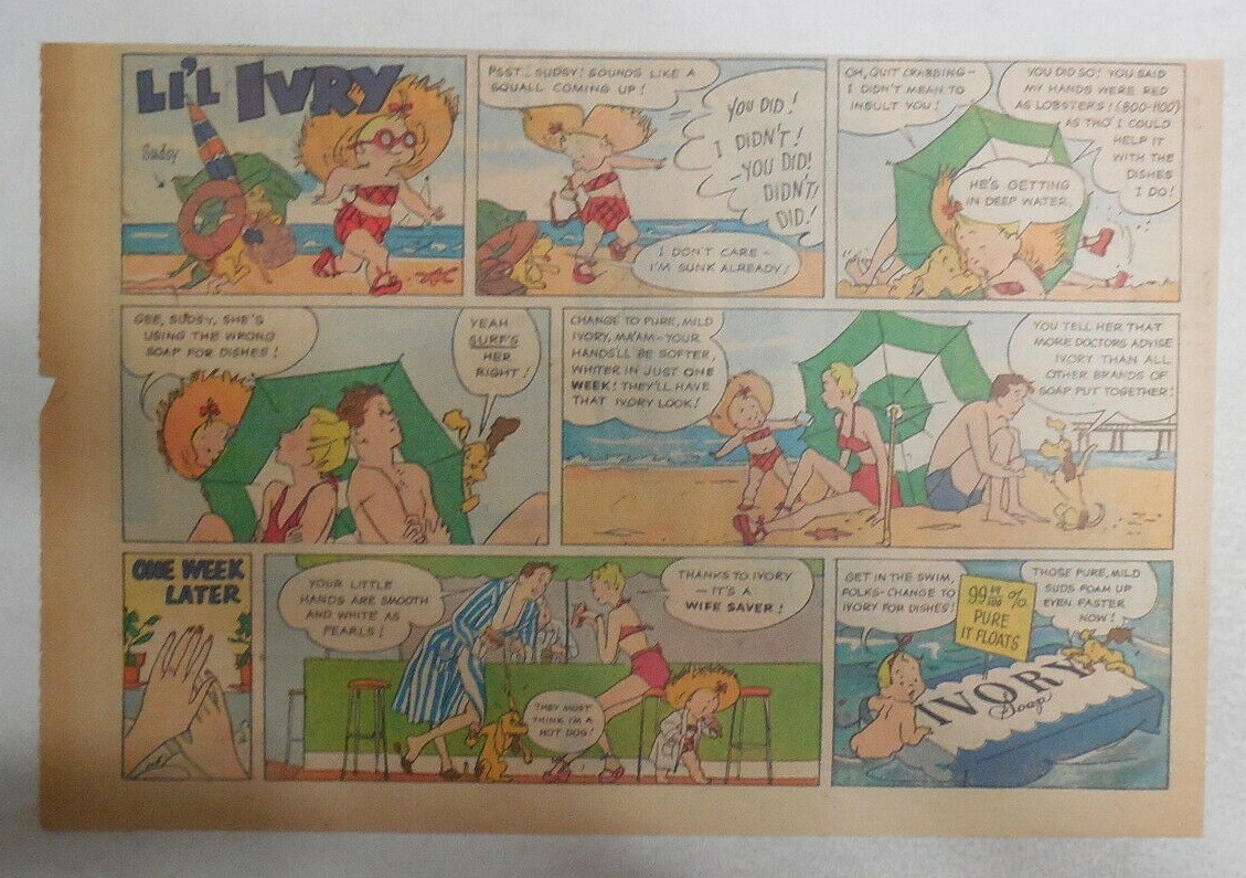 Ivory Soap Ad: Li'l Ivry Beach Romance ! from 1940's Size: 7.5 x 10 ...