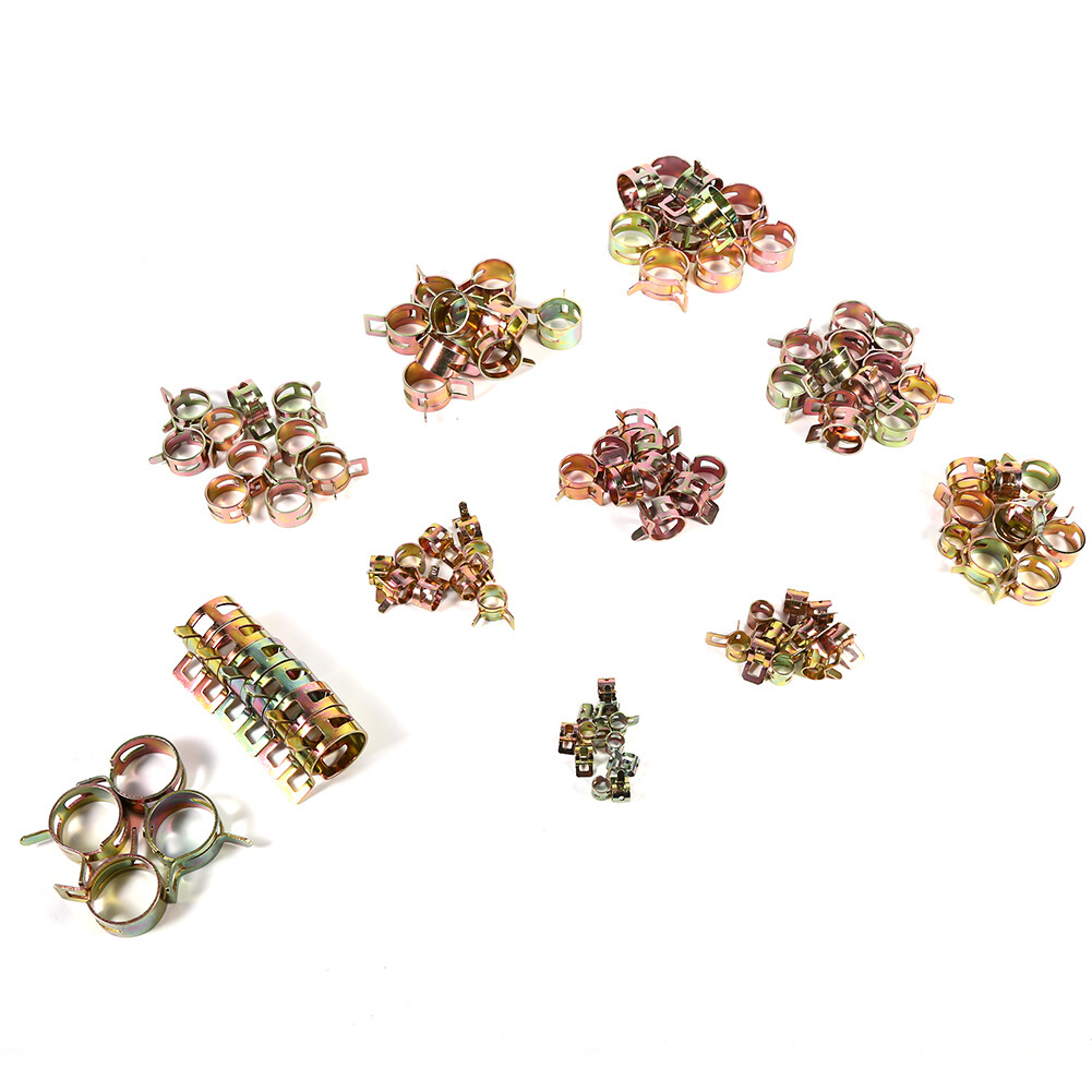 100Pcs 10 Sizes Autos Spring Clip Fuel Oil Water Hose Pipe Tube Clamp ...