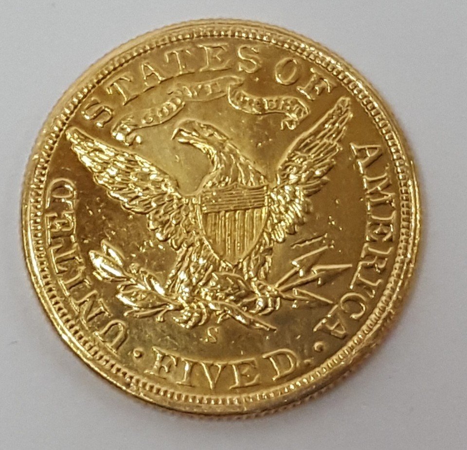 1898-S $5 Five D Dollar Liberty Head Half Eagle USA Gold Coin | eBay