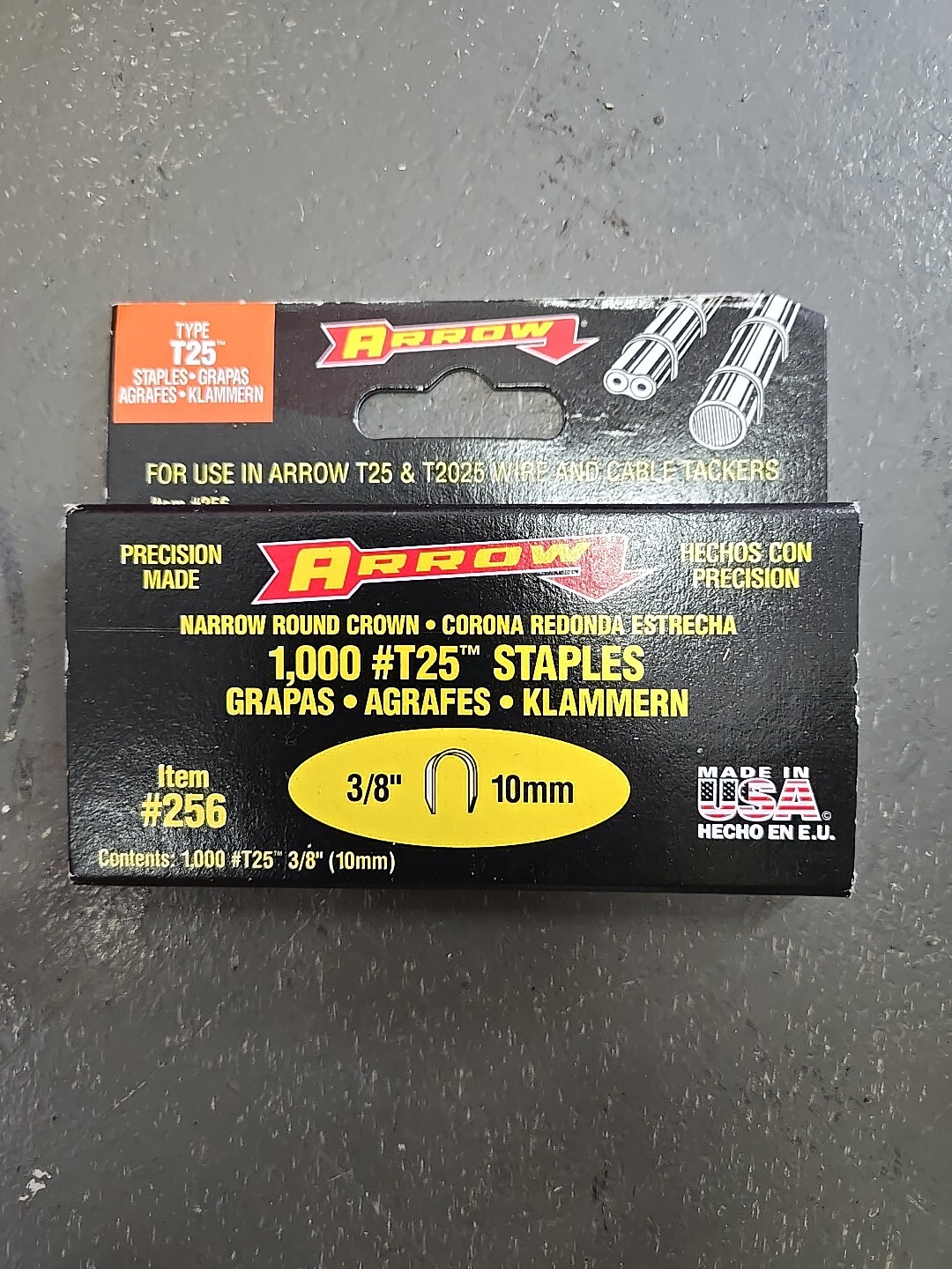 Arrow T25 Round Crown Staples 3/8" (10mm) for Wire & Cable Box of 1000 ...