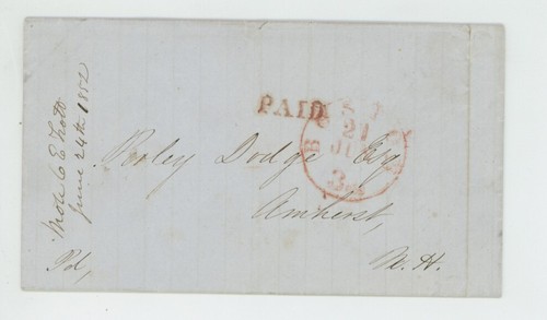 Mr Fancy Cancel Stampless Boston Amherst NH Paid 3cts '52 FLS #1817 | eBay