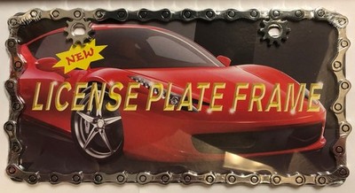 Chrome Bike Chain License Plate Frame with Caps | eBay
