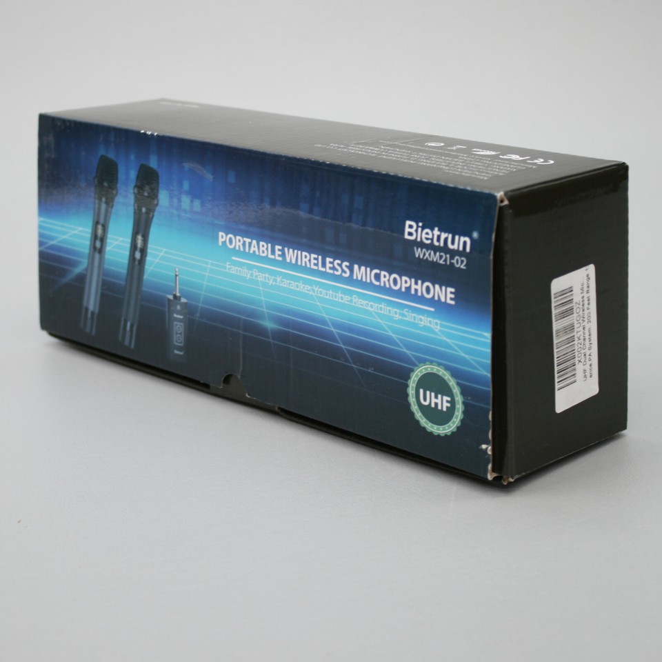Bietrun 2-Mics UHF Wireless Dual Handheld Microphones Dual Channel ...
