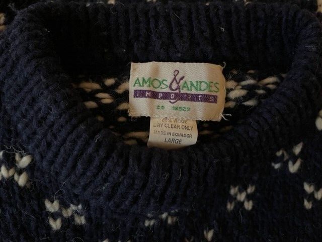 Chunky Wool Amos & Andes Imports Sweater Reindeer Snowflakes Tree ...