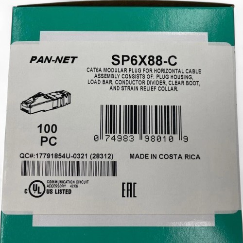 Panduit SP6X88-C Cat6A RJ45 Modular Plug for 10G UTP Ethernet Cables ...