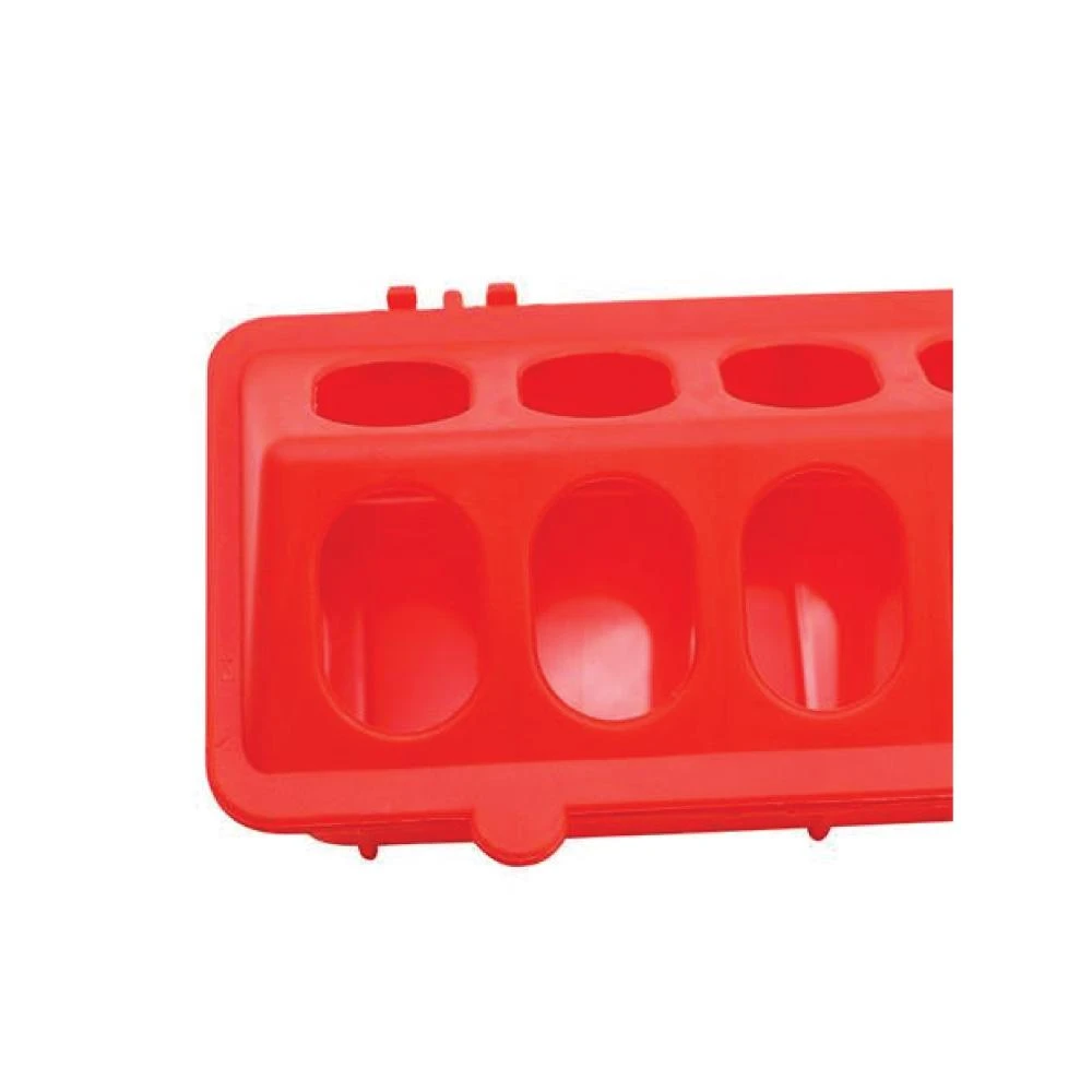 50cm Long Poultry Feeder Chicken Feeding Trough Red Plastic Flip Top ...