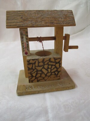 Vintage carved wood Thermometer Souvenir Macon GA Wishing Well | eBay
