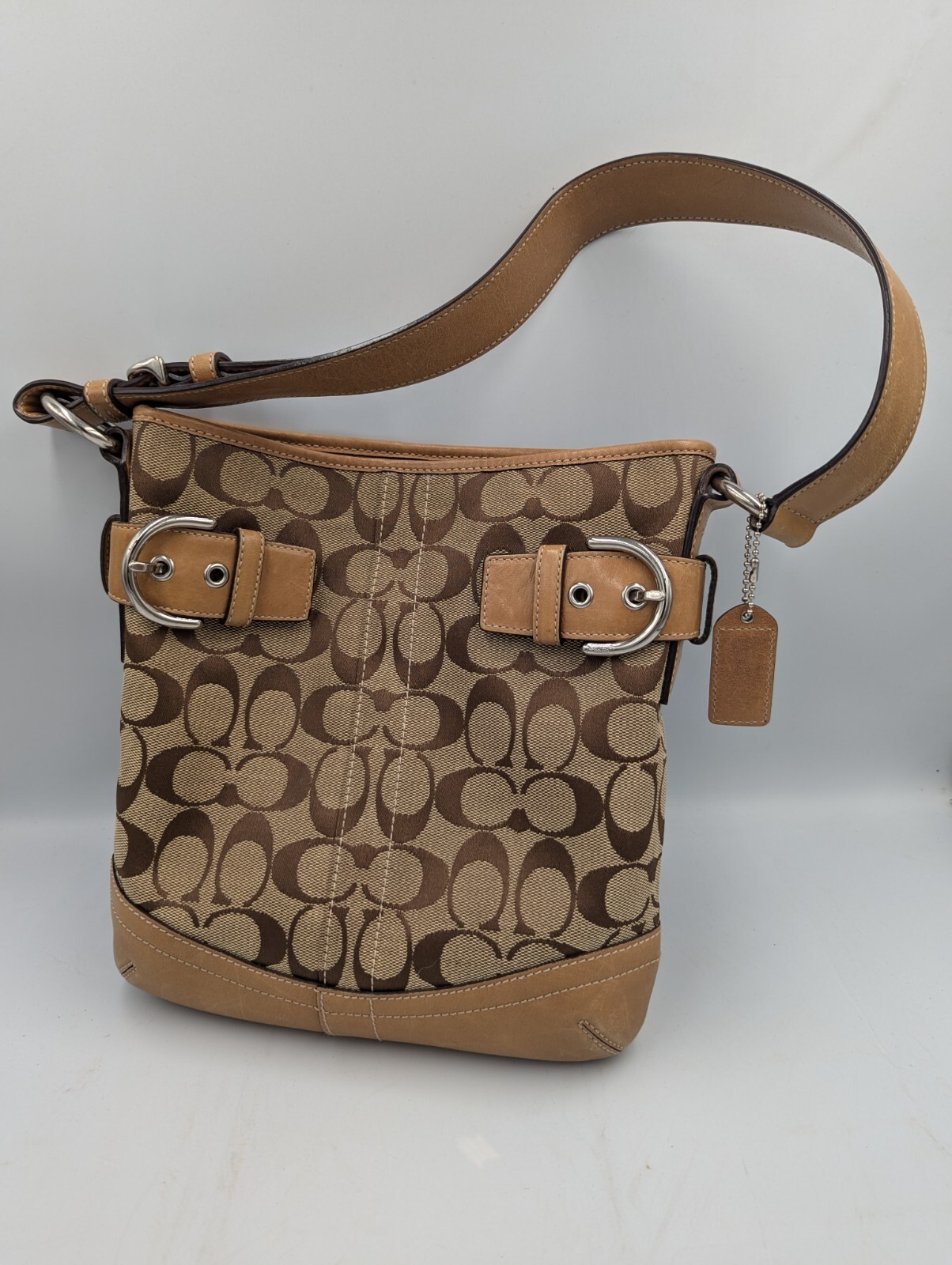COACH Signature Tan Brown Leather Shoulder Hand Bag H… - Gem