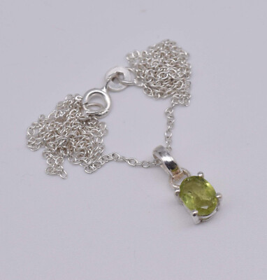 925 Solid Sterling Silver Faceted Green Peridot Chain Pendant | eBay