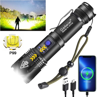USB Rechargeable Tactical P99 LED Flashlight Torch Emergency Output ...