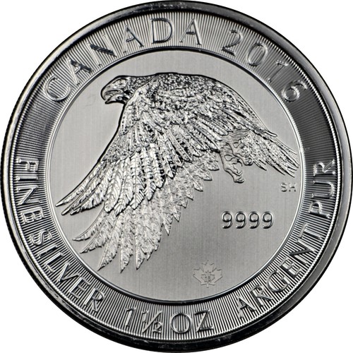 1.5 oz Silver 2016 Canada Wildlife White Snow Falcon $8 Coin BU .9999 ...