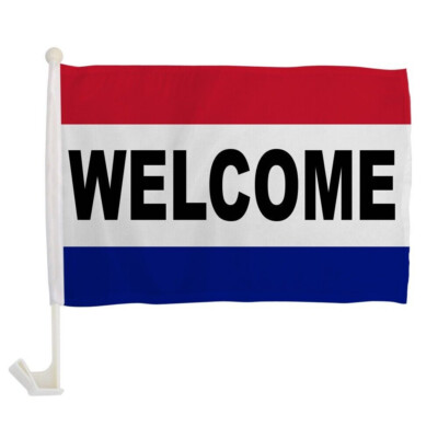 Welcome Car Flag RED WHITE BLUE Welcome Car Window Flag 100D FABRIC | eBay