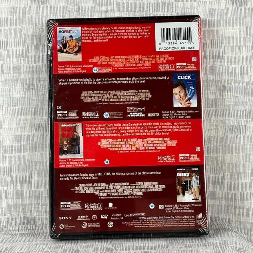 Big Daddy - Mr Deeds - Click - 50 First Dates Adam Sandler Collection ...