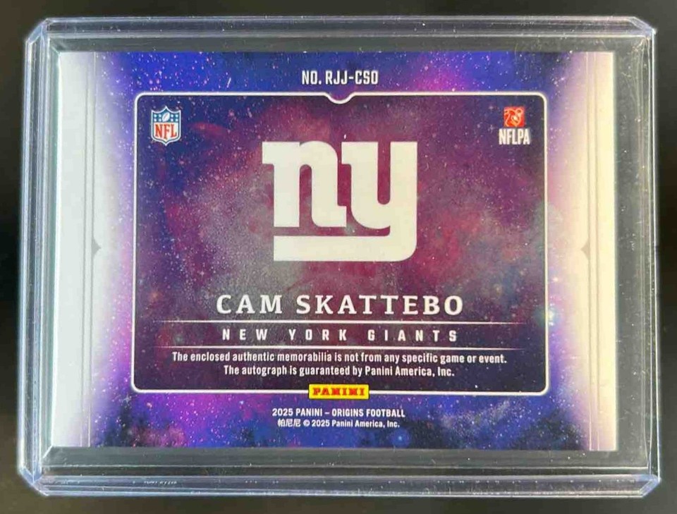 2025 Origins Cam Skattebo Rookie Jumbo Jersey Auto RC #RJJ-CSO Giants | eBay