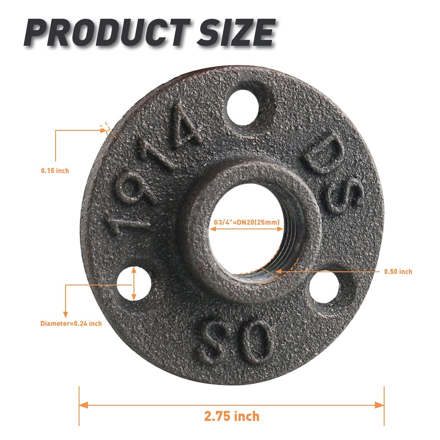 3/4" Floor Flange, Malleable iron Pipe Fittings for Industrial vintage ...