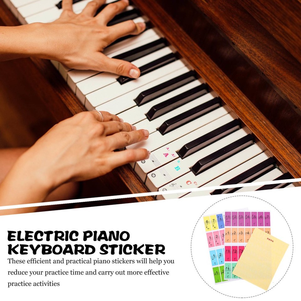 2 Pcs Piano Sticker Keyboard Large Letter Beginner Stickers Beginning ...