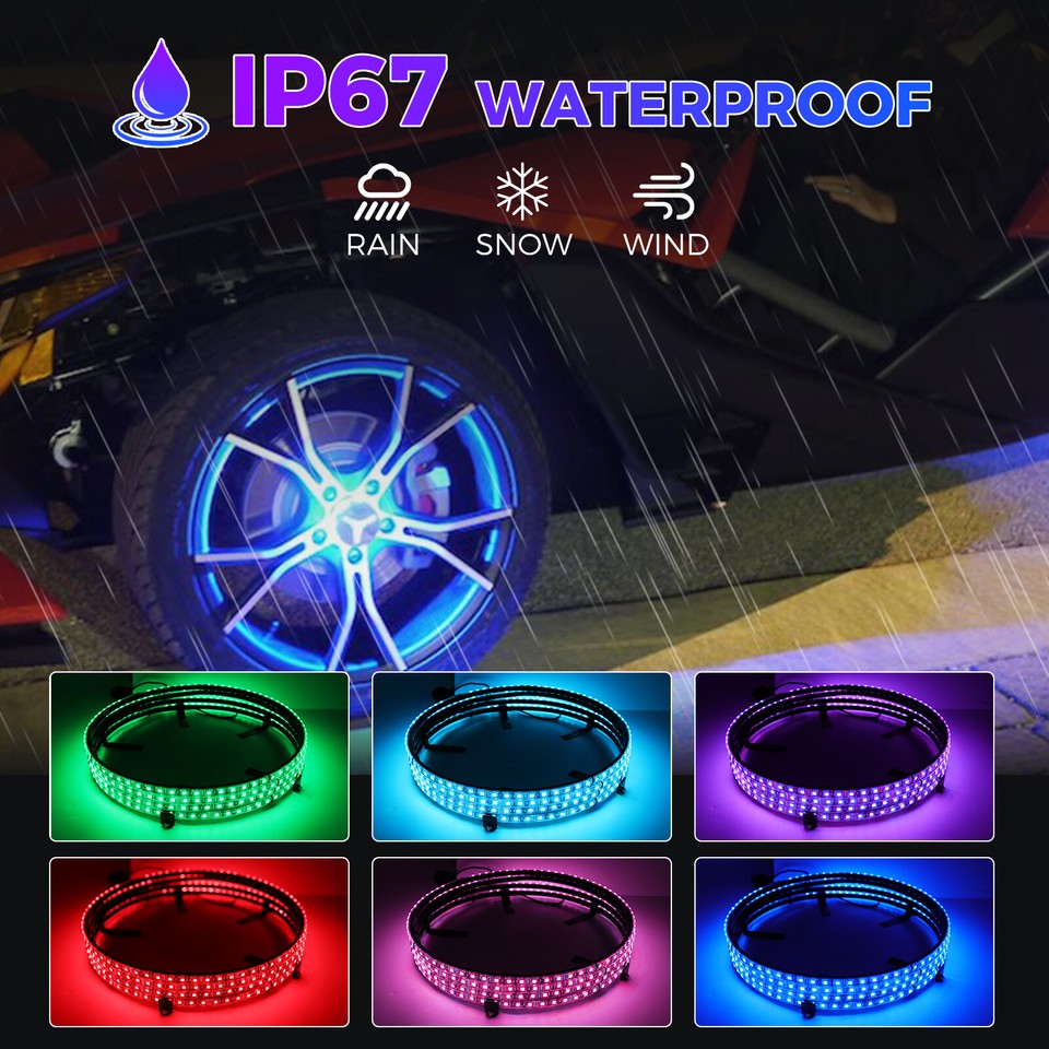 4For JEEP Wrangler 15.5"LED RGB Wheel Rim Ring Bluetooth Underglow ...