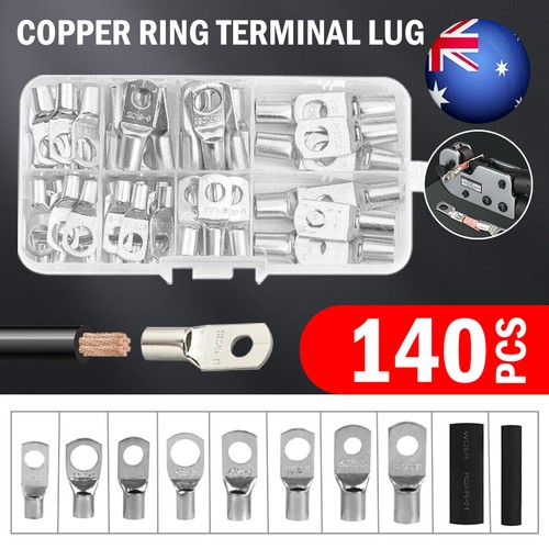 140X Battery Copper Cable Lugs Crimp Ring Terminals Electrical Wire ...