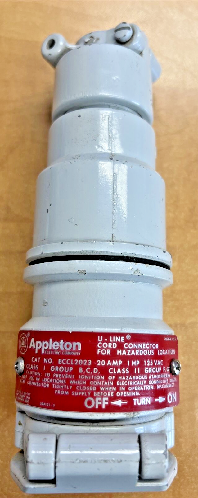 Appleton ECCL2023 U-Line Cord Connector 3 Pole 2W 20 Amp 125VAC 1HP for ...
