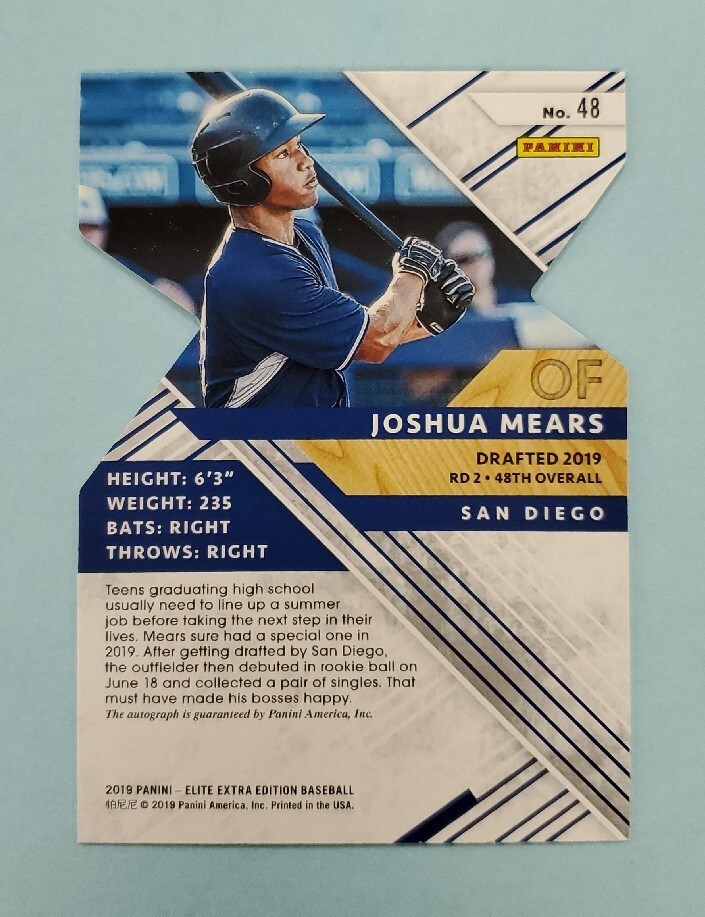 2019 Panini Elite Extra Joshua Mears Auto Green Status Die Cut #48 Card ...