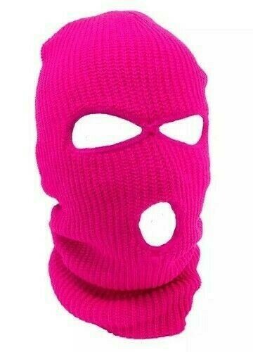 Neon Pink Ski Mask 3 Hole Balaclava Hood Full Face Winter Cap Adult ...