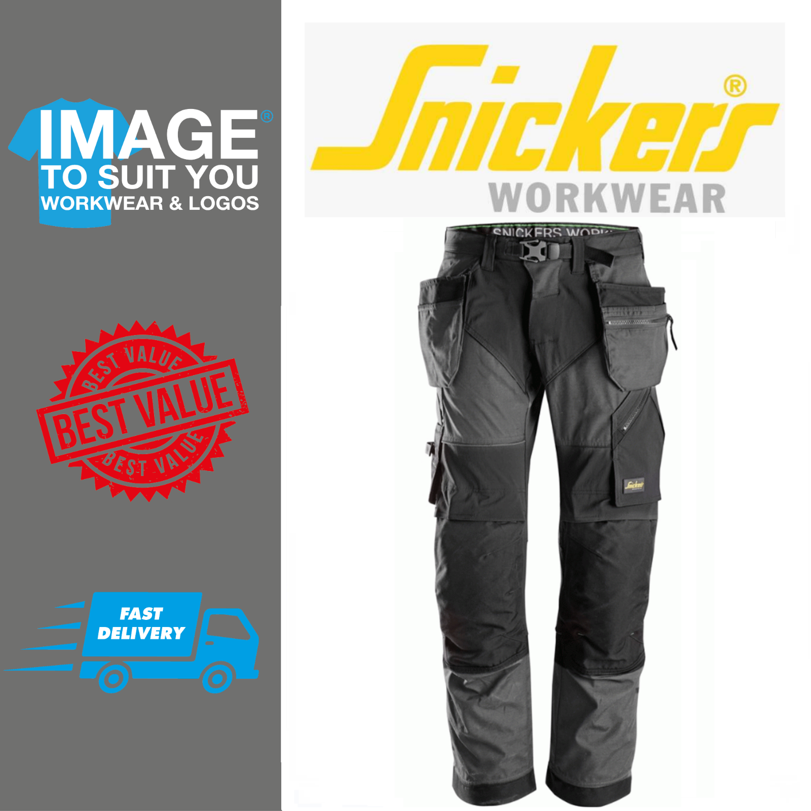 Snickers 6902 Flexiwork Work Trouser With Holster Pockets Steel Grey ...